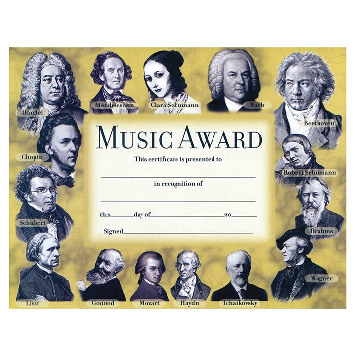 Composers Music Award Certificates, Set of 10 at The Music Stand