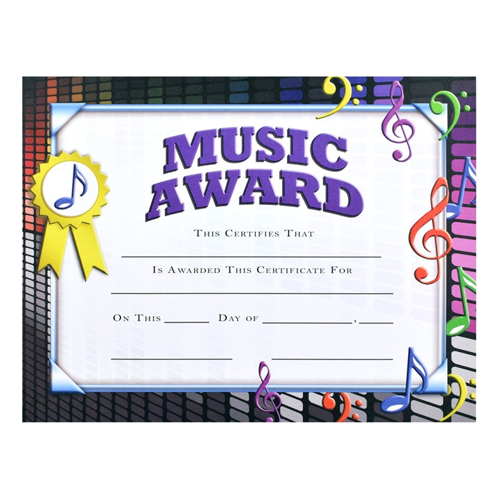 Music Award Certificates, Set of 10 @ The Music Stand